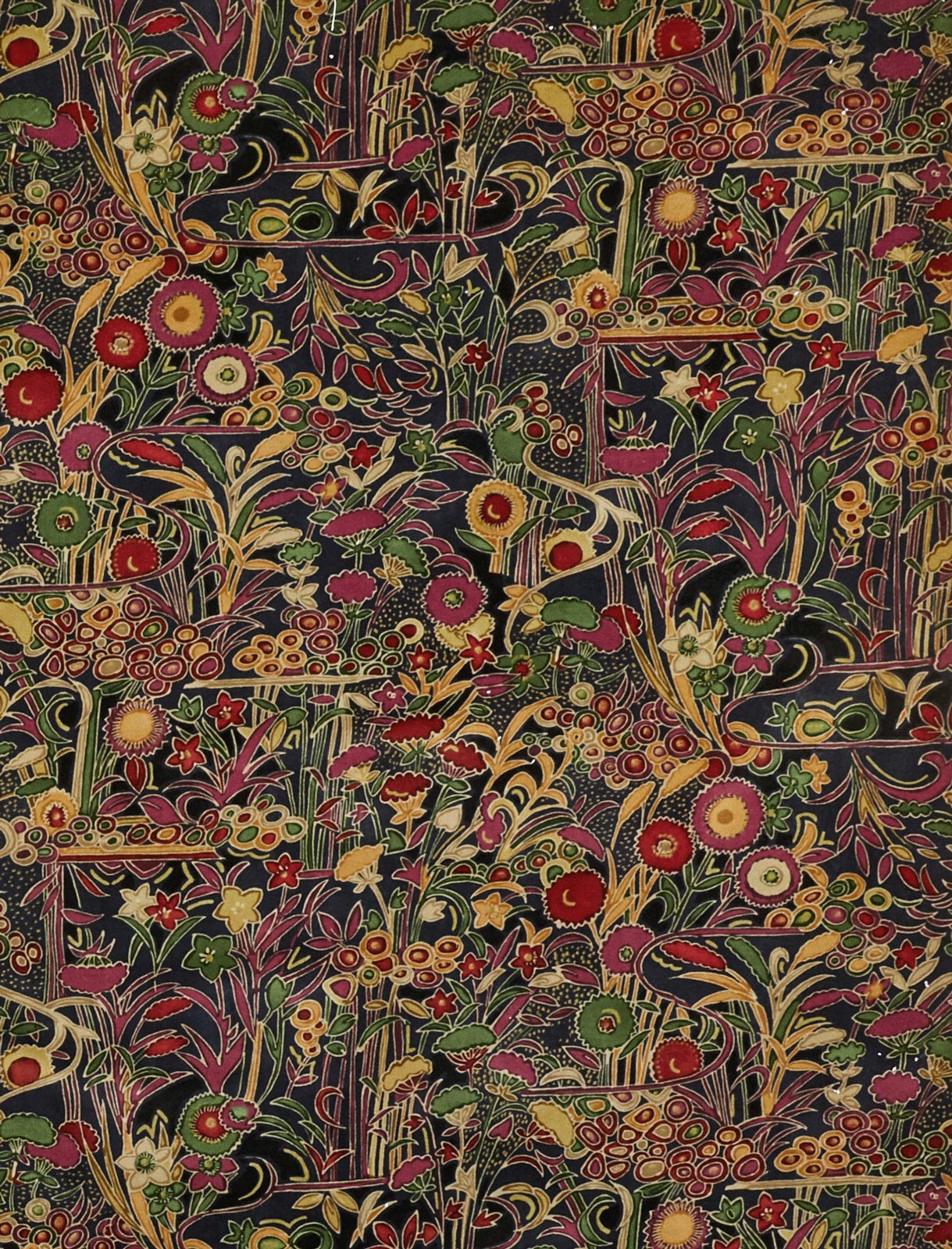 Grand Floral Velvet - Vermillion fabric | Archive 1 - Wool & Velvet ...