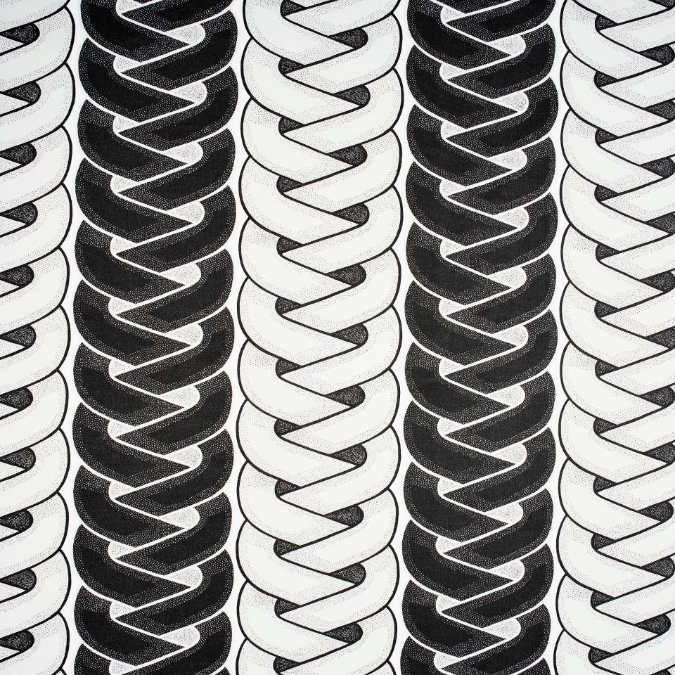 Plaited Rope - Black on White fabric | Roman Collection - Fabrics ...