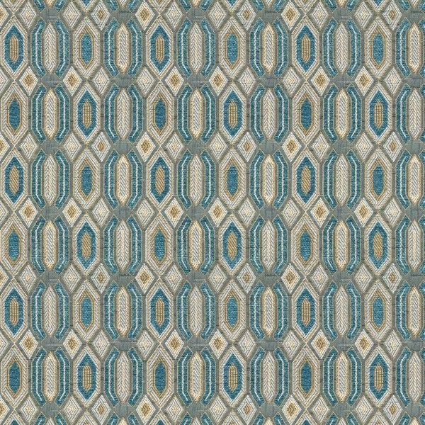 Geo - Persian Blue fabric | Fantasia | Jim Dickens