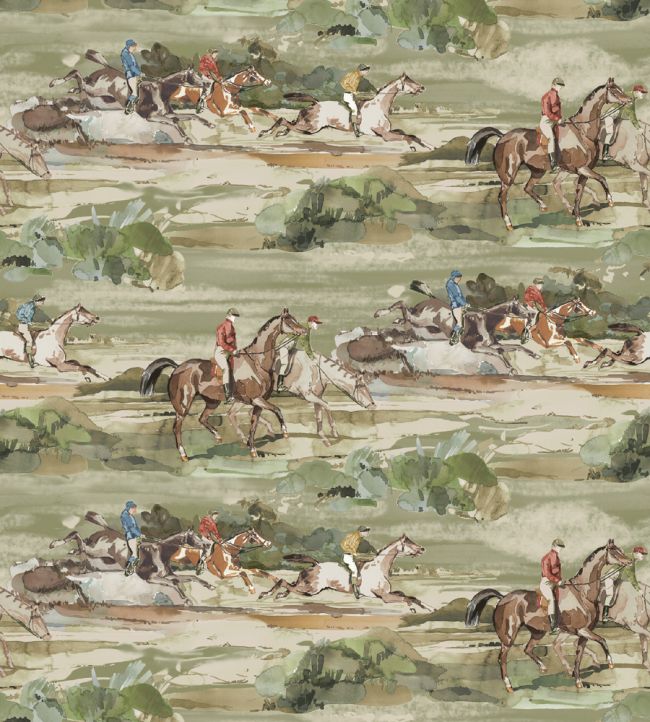 Morning Gallop - Teal wallpaper | Icons Wallpaper | Mulberry Home